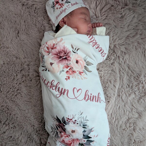 Flower Baby Blanket, Custom Plush Newborn Throw, Gift for Baby ...