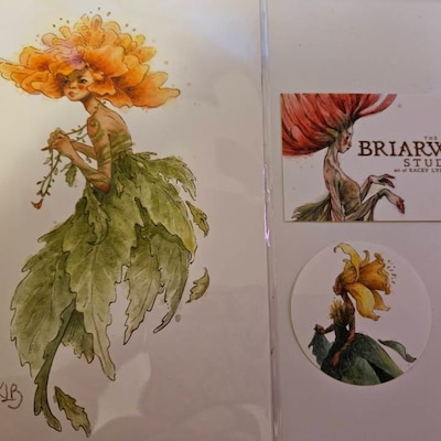 Daffodil Flower Fae Art Print Fairy Art Illustration March Birth Flower ...