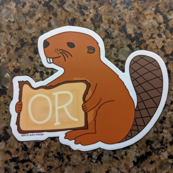 Oregon Beaver Vinyl Sticker / Illustrated Waterproof Sticker / Oregon ...