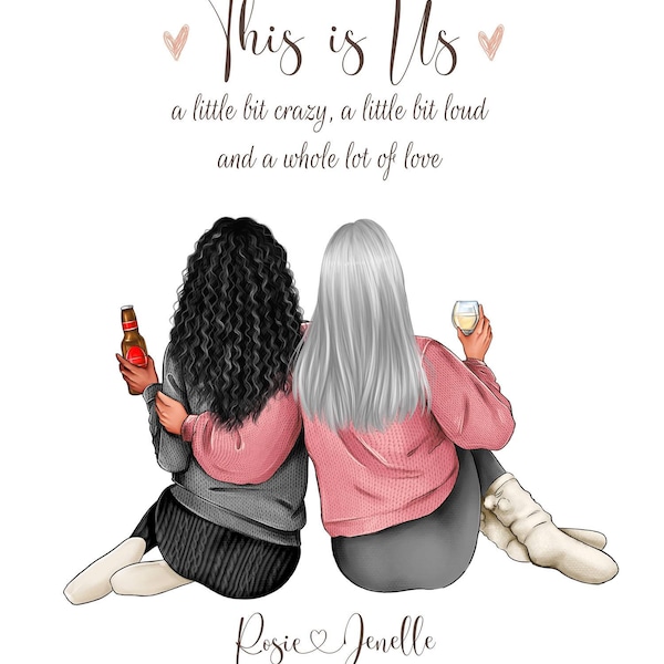 Custom Friend Prints, Friends Portrait Illustration, Personalised Wall ...