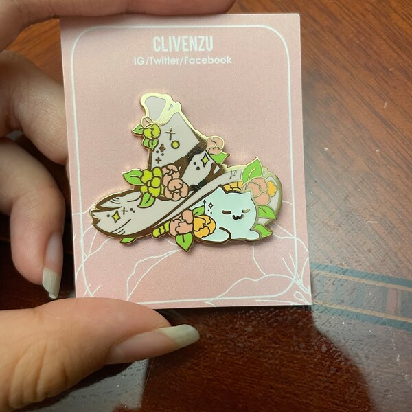 Witchy Ghost Cat (pink) - Glow in the Dark Enamel Pin - Etsy