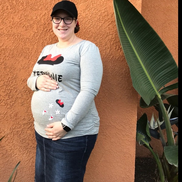 Minnie/mickey Mouse Pregnancy Announcement Iron on Vinyl Decal - Etsy