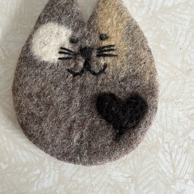 Absorbent Handmade Cat Coasters-set of Four-4-wool Felt-gifts for Cat ...