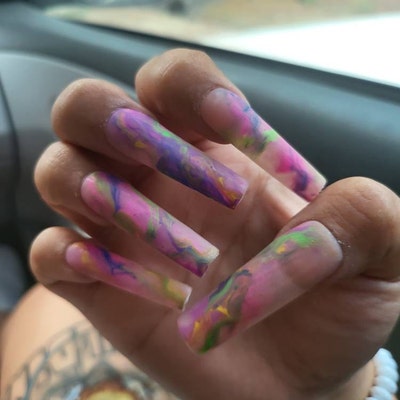 Kaws Press on Nails Milky White Nails XL XXL XXXL Trendy Nails Black ...