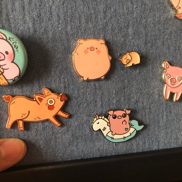 Pig Enamel Pin | Kawaii Pig Pin | Cute Animals | Rose Gold Pig | Hard ...