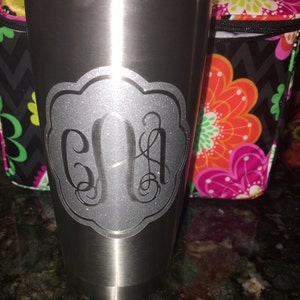 Glitter Fancy Monogram Decal YETI Tumbler Decal Elegant | Etsy