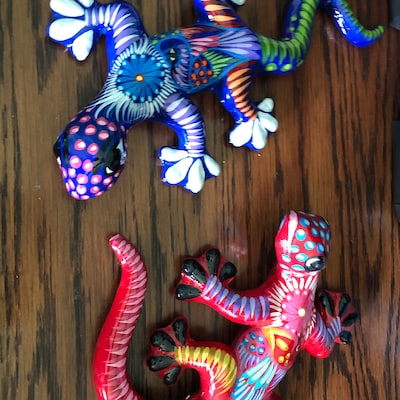 Medium Hand Paint Clay Lizard Mexican Lizard Decor - Etsy