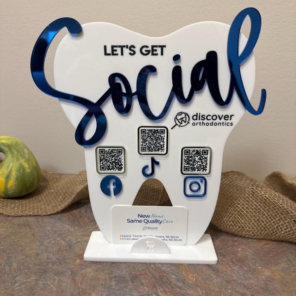 Custom Personalized Dental QR Code Social Media Sign for Dental Offices ...