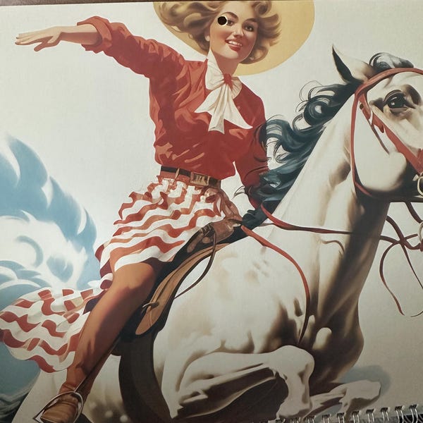 Vintage Cowgirl Hardcover Journal Matte, Retro Rodeo Dream Diary ...