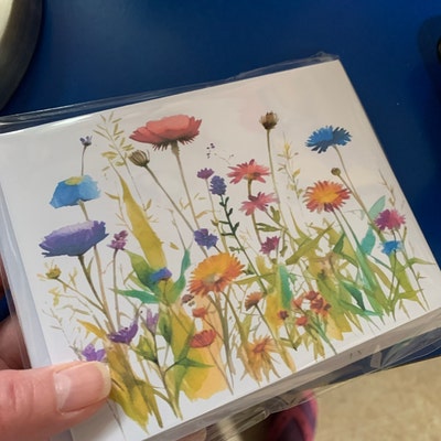 Watercolor Flowers Note Card Set Set of Blank Notecards, Wildflower ...