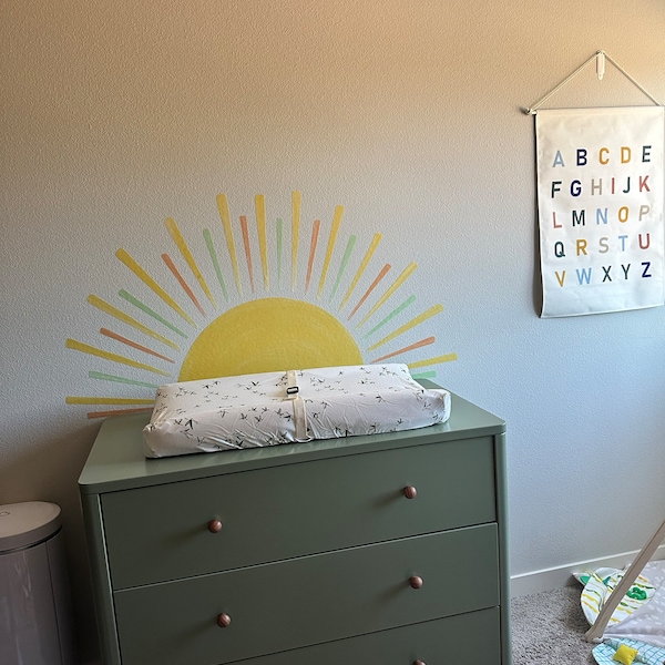 Large Boho Half Sun Watercolor Wall Decal - Nursery Decor, Kids Room ...
