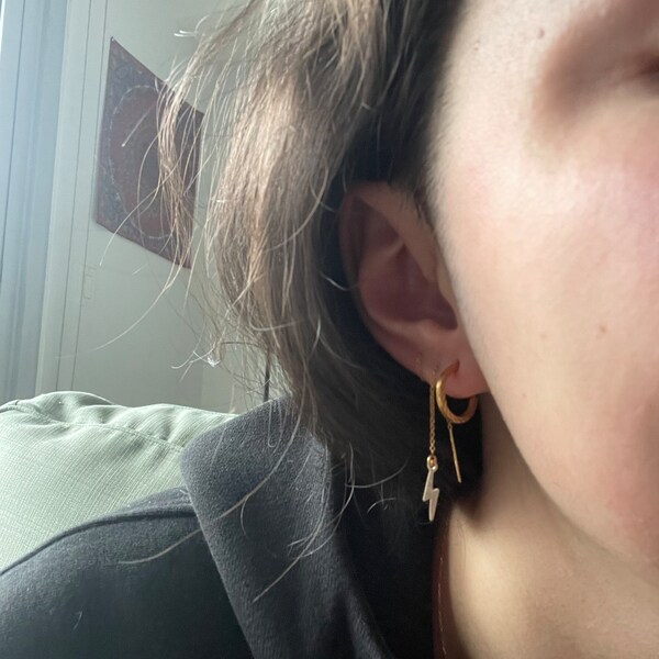 Indy- Triangle Dangle Hoop, Cone Dangle Hoop, Triangle Huggie Hoop ...