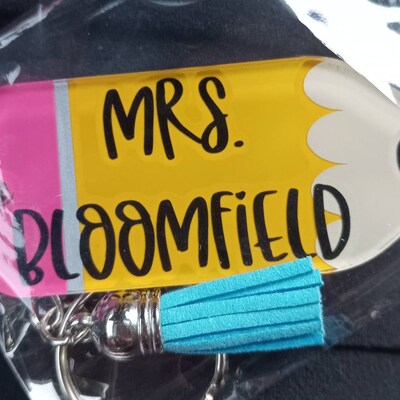 Custom Teacher Pencil Keychain - Etsy
