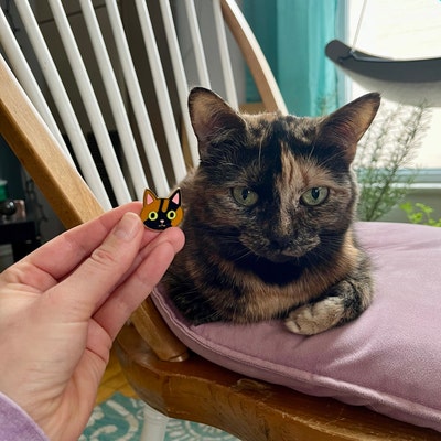 Calico Cat Enamel Pin Cat Cute Cat Orange and Black Tricolor Brindle ...