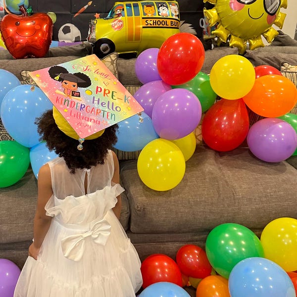 Personalized Black Kid Graduation Cap Topper, Kindergarten Nailed It ...