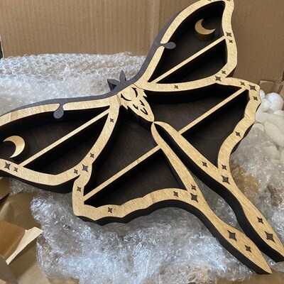 Coppermoon Luna Moth Crystal Shelf, Luna Moth Shelf, Luna Moth Wooden ...