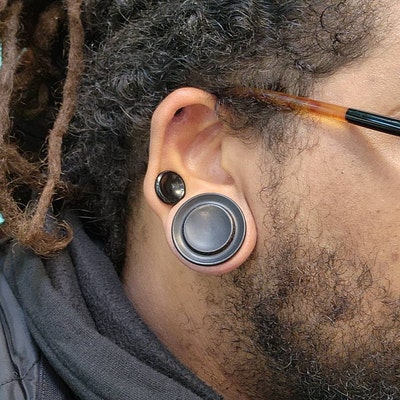 Black Wood Concave Teardrop Ear Plugs for Ear Stretching. Custom Wood ...