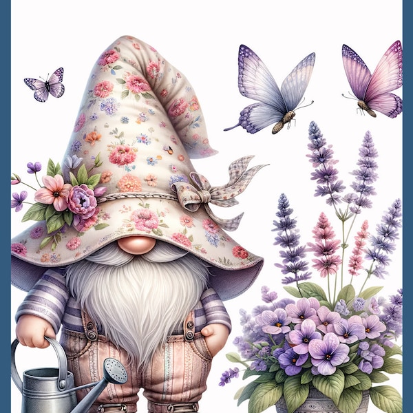 Watercolor Mothers Day Gnomes PNG Clipart Bundle of 30, Gnome Cute ...