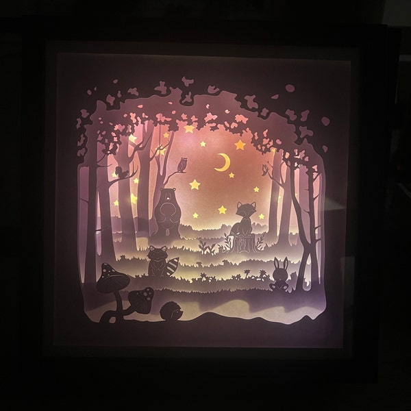 Forest Animals Lightbox SVG, Paper Cut Template Ai, Dinos Baby Shadow ...