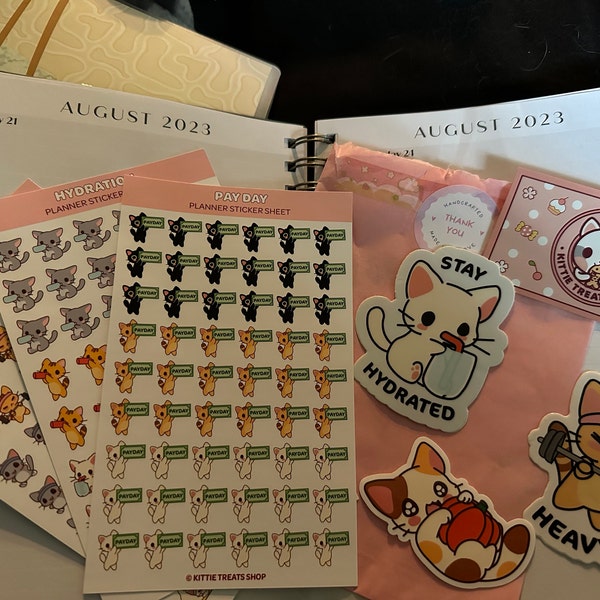 Kawaii Cat Workout Planner Stickers, Workout Reminders, Cute Planner ...