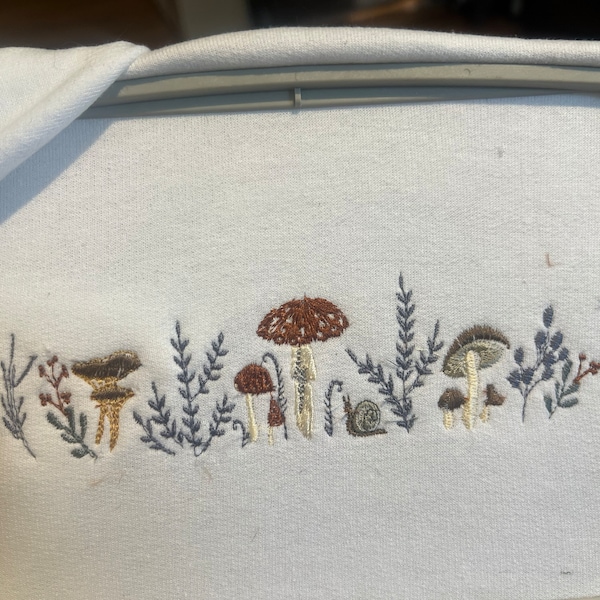 Enchanted Forest Mushrooms Border Machine Embroidery Design, Instant ...