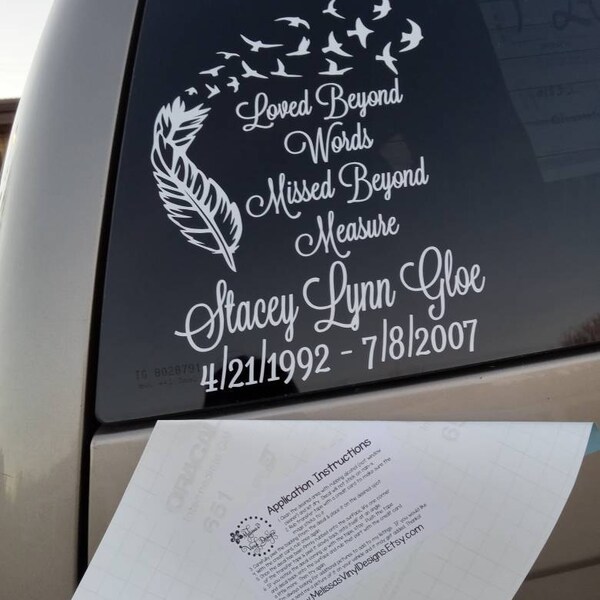 Loved Beyond Words, Missed Beyond Measure Car Decal, in Loving Memory ...