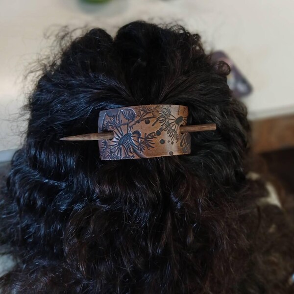 Western Scroll Hair Slide, Southern, Folk, Leather Hair Stick, Tooled ...