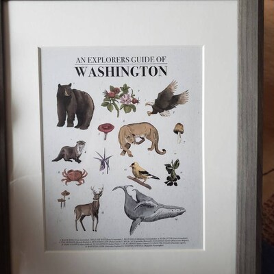 Washington State Poster Pacific Northwest Hiking Wall Art Washington ...