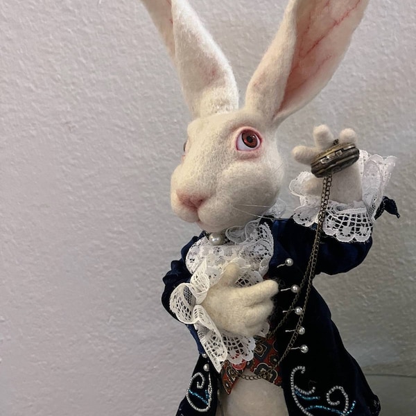 White Rabbit Alice in Wonderland Needle Felted Interior Toy - Etsy