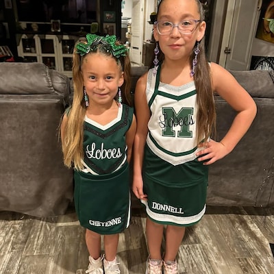 Green & Black Cheer Uniform, Customized Cheerleading Uniform, Girls ...