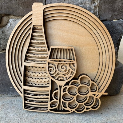 3D Wine Mandala DXF Laser Cut Layered Wine Laser 3D Wine Multilayer ...