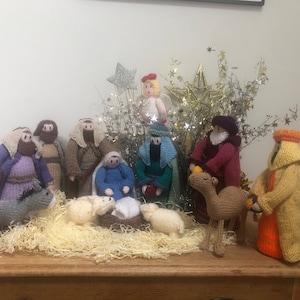 Hand Knitted Nativity Set. Shepherd With Two Sheep. Christmas ...