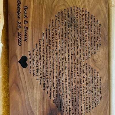 Wedding Song Lyrics Engraved Wooden Anniversary Gift First - Etsy