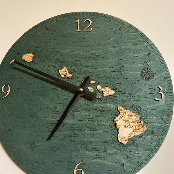 Hawaiian Islands Wood Carved Clock - Etsy