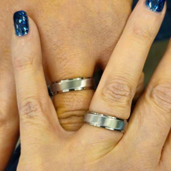 New Infinity His and Hers Set Titanium Wedding Rings - Matching Set ...