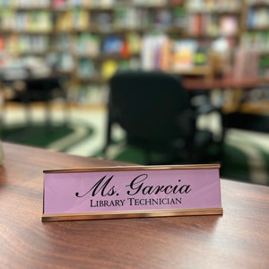 Personalized Desk Name Plate With Card Holder and Pen Holder Walnut ...