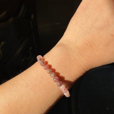 Strawberry Quartz Bracelet Elastic Bracelet Strawberry Quartz Jewelry ...