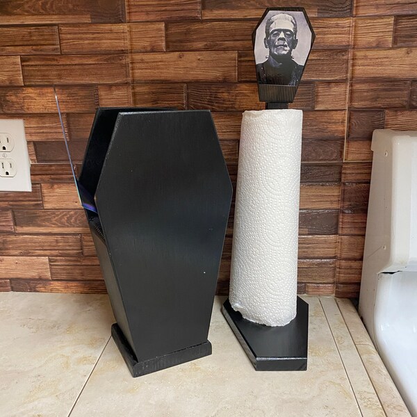 Wooden Urn Coffin Kitchen Utensil Holder Gothic Goth Horror Graveyard ...