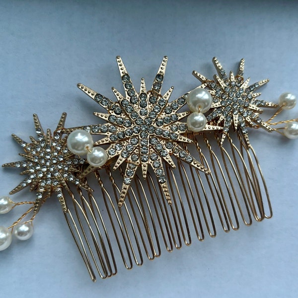 NATI // Gold Bridal Celestial Halo Crown Bridal Galaxy Halo Tiara Star ...