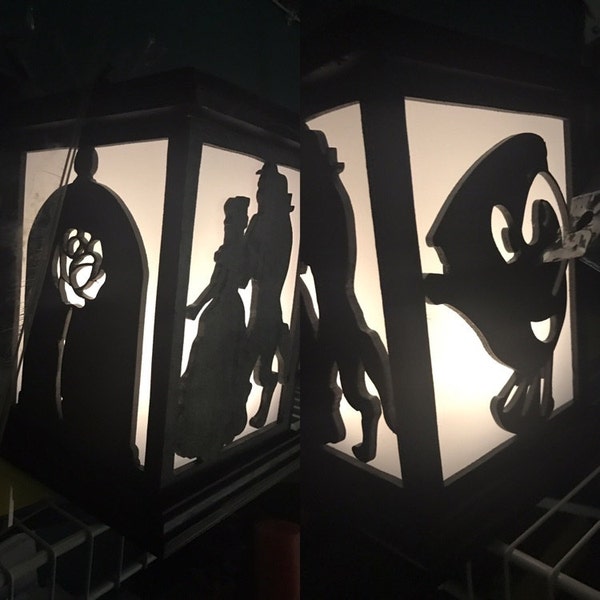 Beauty and the Beast Wooden Lantern - Etsy
