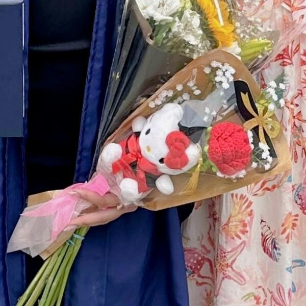 Sanrio Crochet Bouquet, Sanrio Heart Series, Crochet Flowers Bouquet, Sanrio Gift, Valentine's ...