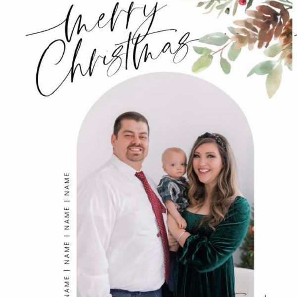 Christmas Card Template | Merry Christmas Cards Template | Watercolor ...
