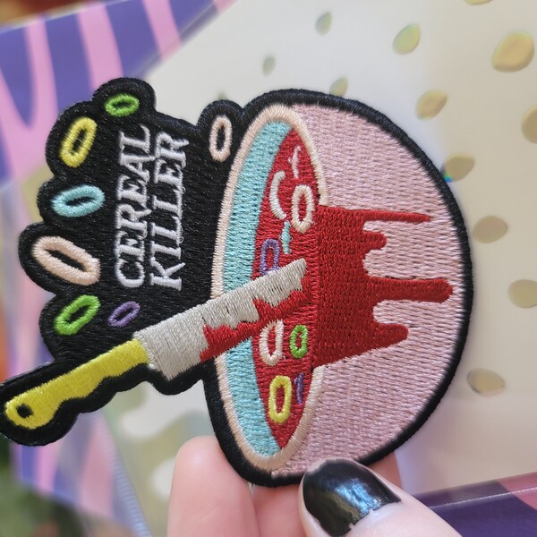 Metallic Cereal Killer Iron-on Patch for Jackets, Large Serial Killer ...