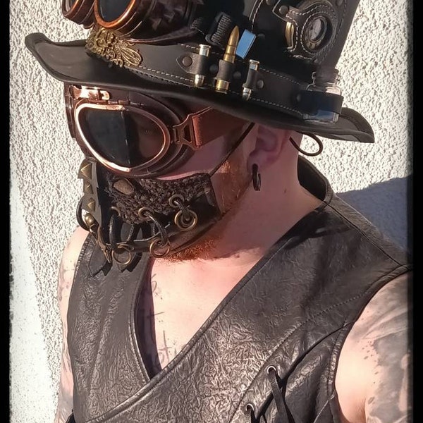 Steampunk Leather Decorated Top Hat Time Traveller With Goggles - Etsy