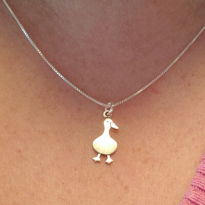 Tiny Duck Pendant / Necklace Sterling Silver - Etsy
