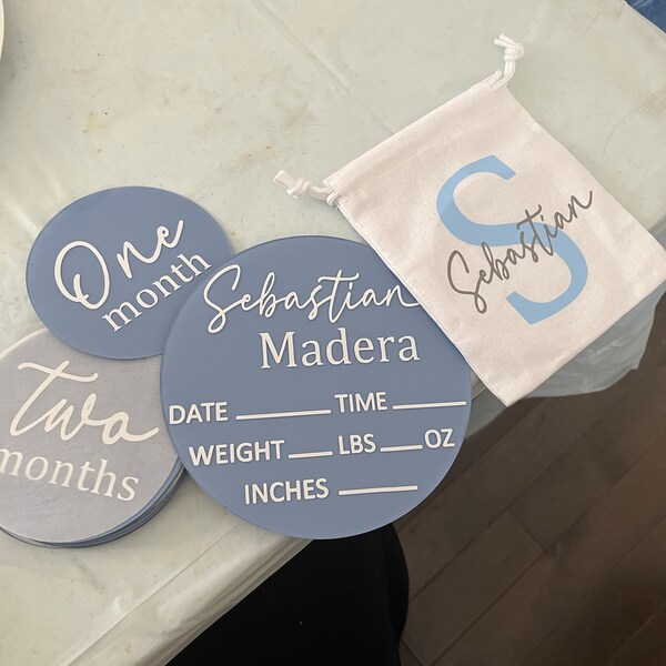 Acrylic Baby Milestone Discs/personalized Baby Shower Gift/baby Photo ...
