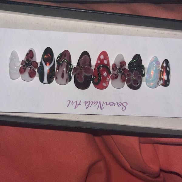 Luxury Floral Press-on Nails | Elegant 3D Blossom Nail Set | Unique ...