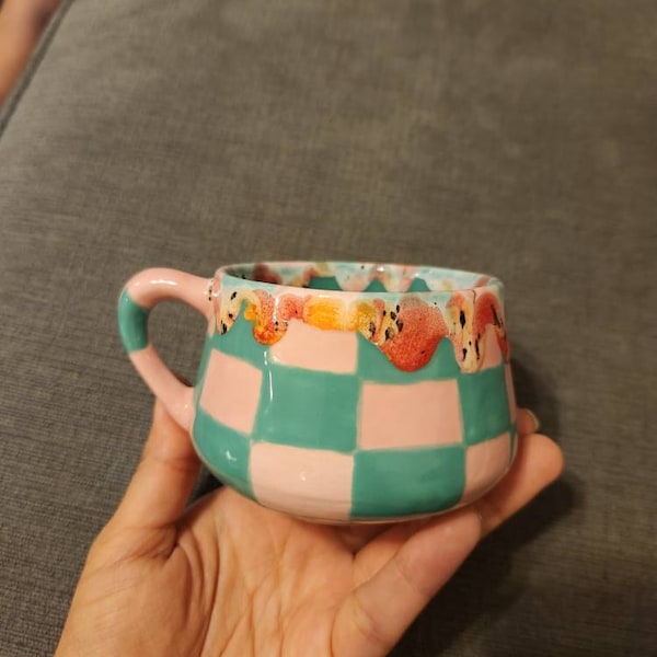 Handmade Double Espresso Cup, Ombre Pottery Cup, Kitchen Gift,home ...