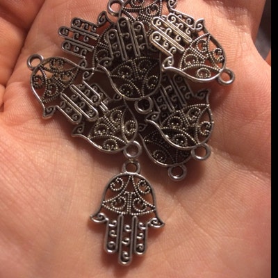 Small Hamsa Hand Charms Hamsa Hand Pendants Antiqued Silver - Etsy