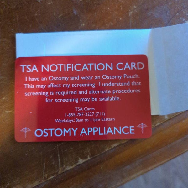 Ostomy & Restroom Access Notification Card - Credit Card / Wallet Sized ...